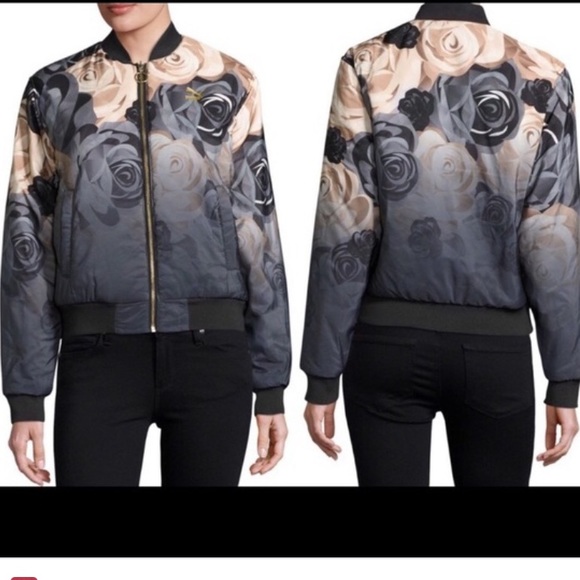 Puma | Jackets & Coats | Puma Reversible Black Floral Puffer Bomber ...
